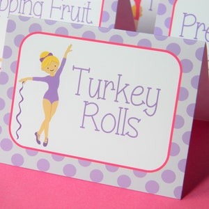 Gymnastics Party Food Labels Tumbling Food Tents Gymnast - Etsy