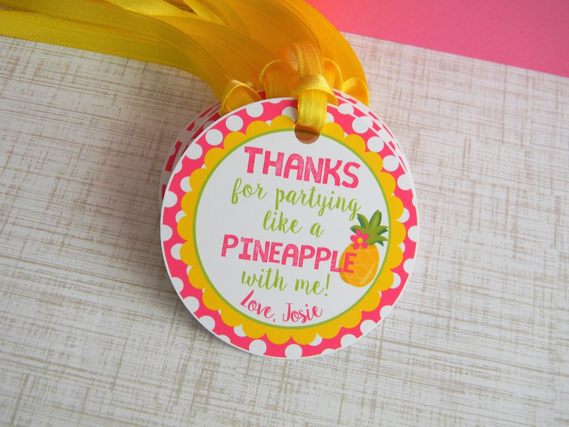 Pineapple Favor Tags Pineapple Thank You Tags Pineapple 1st - Etsy