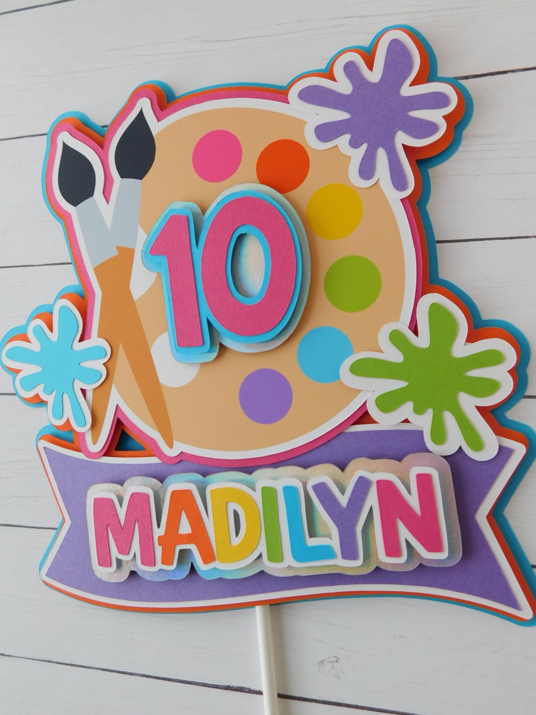 Personalized Art Party Cake Topper - Colorful Painting Birthday Decor ...