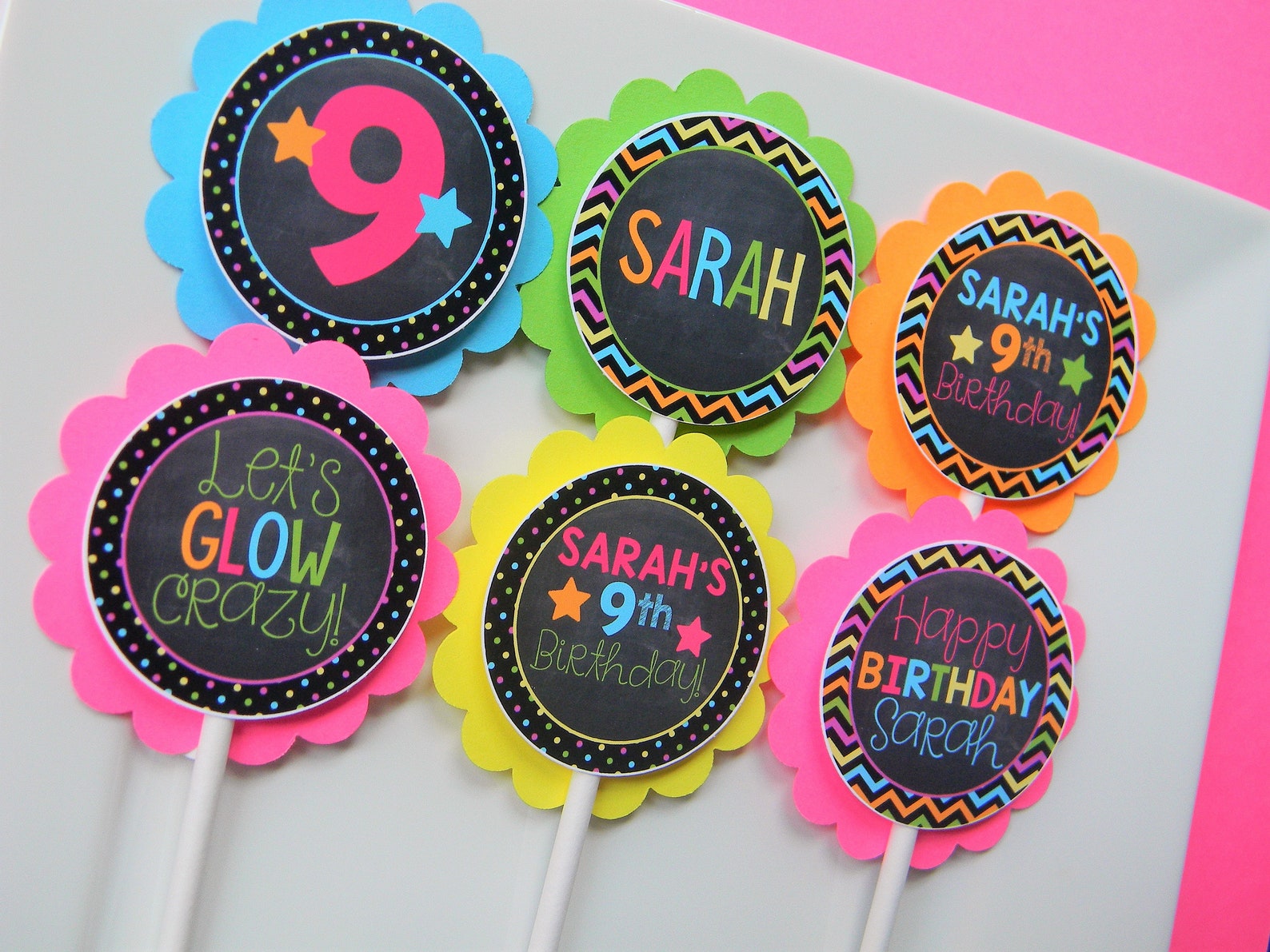 Glow Party Cupcake Toppers, Neon Cupcakes, Glow Party Decor - Etsy