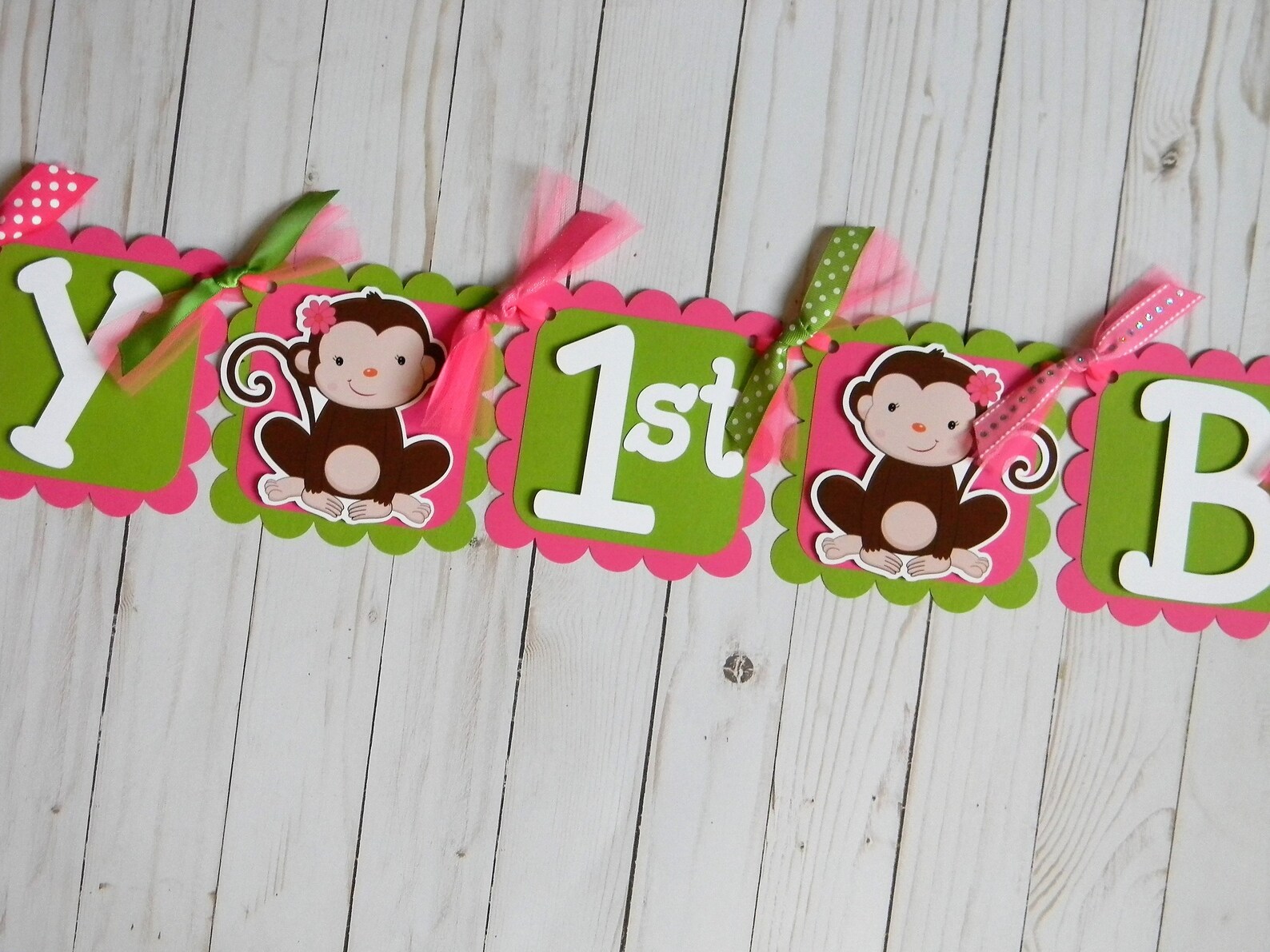 Monkey Banner Happy Birthday Banner Monkey Party Decorations | Etsy