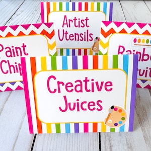 Art Party Food Tents - Customizable Labels - Painting Table Decor - Etsy