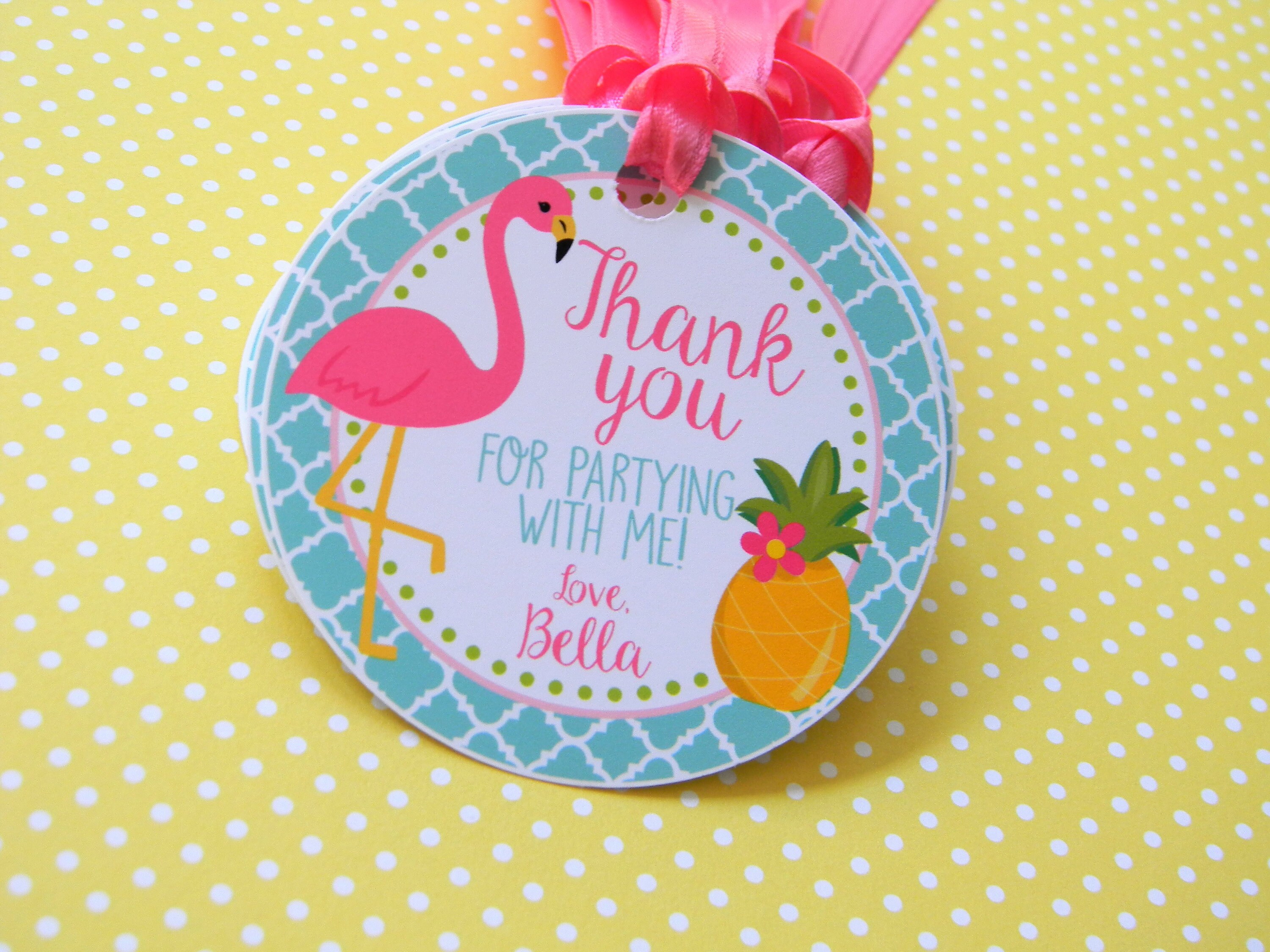 Flamingo Favor Tags Flamingo Thank You Tags Pineapple Party | Etsy
