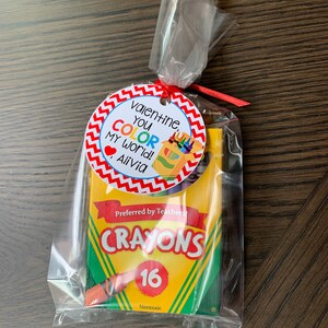 Color My World Valentines Day Treat Tags, Classroom Valentines ...