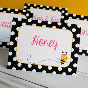 Bee Food Labels, Bumble Bee Food Tents, Bee Party Decor - Etsy