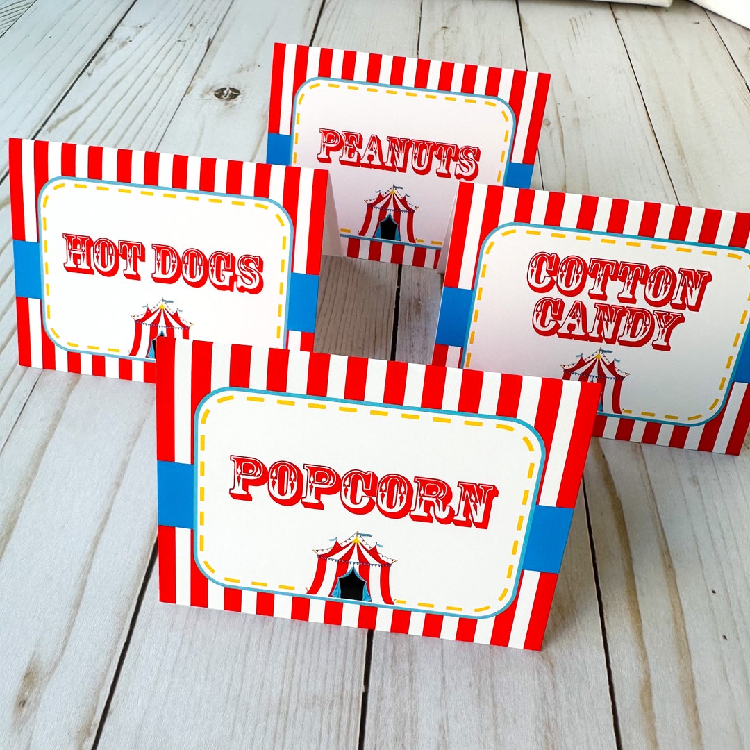 Carnival Party Food Tents - Customizable Labels - Custom Table Decor - Etsy