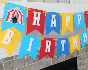 Circus/carnival Themed Name Banner, Circus/carnival Happy Birthday ...