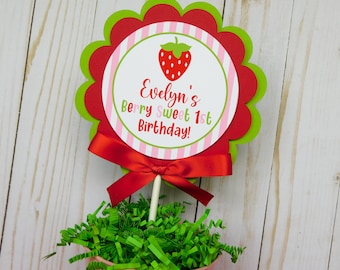 Personalized Strawberry Theme Acrylic Cake Topper With Name, Custom ...
