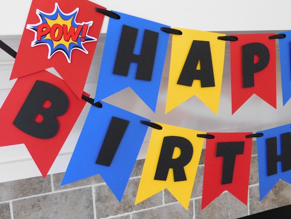 Super Hero Banner, Birthday Banner, Superhero Party Decorations by ...