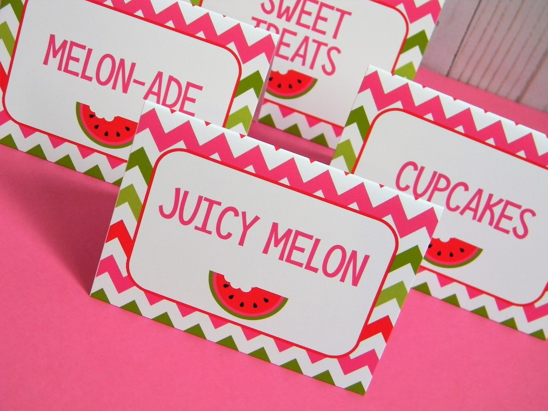 Watermelon Party Food Labels, Melon Food Tents, One in a Melon Party ...