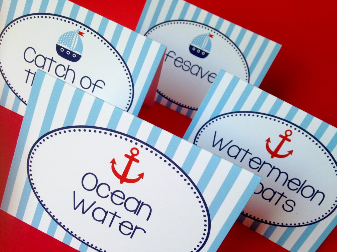 Nautical Food Labels, Sailboat Food Tents, Nautical Party Decor - Etsy
