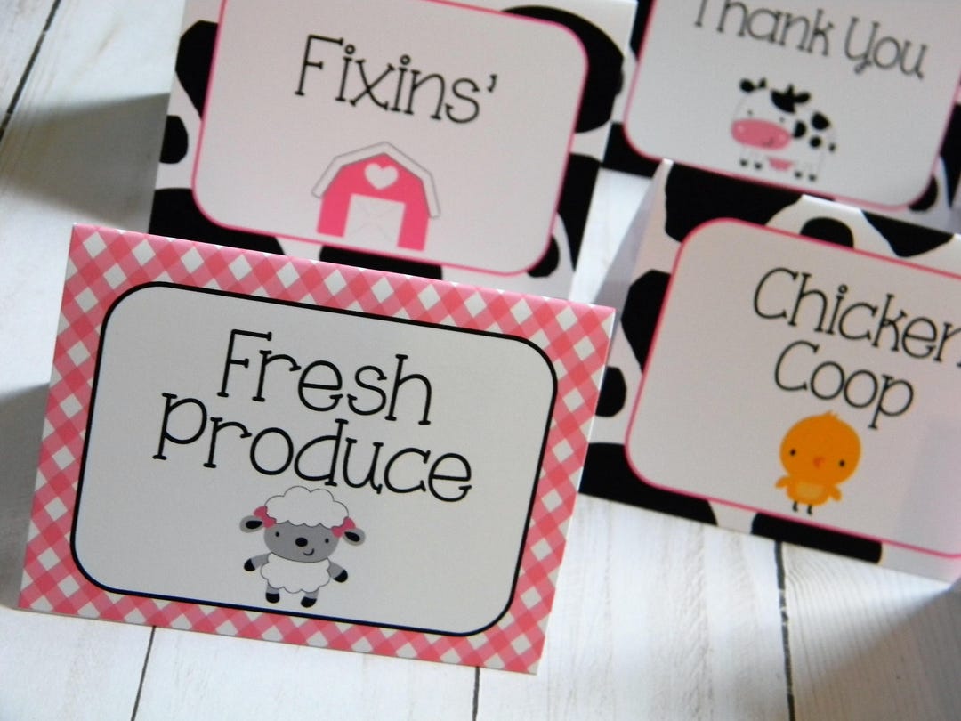 Farm Food Labels Farm Food Tents Girl Farm Party Set of 8 - Etsy