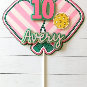 Personalized Pickleball Birthday Cake Topper - Pink & Green - Custom ...
