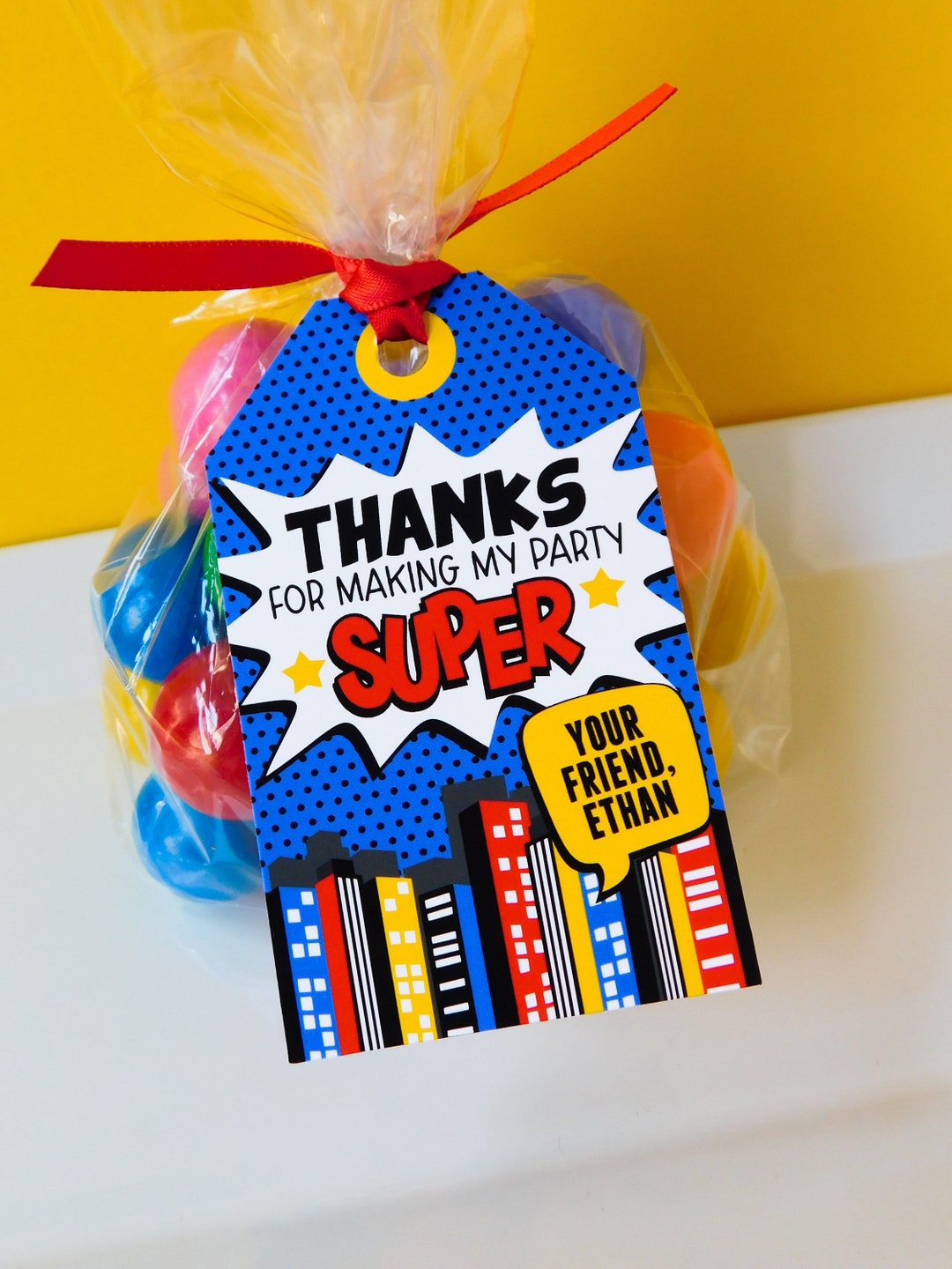 PRINTED Superhero Favor Tags - Personalized Birthday Party Decorations ...