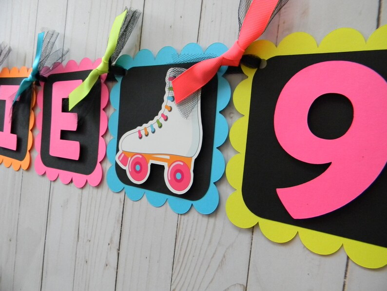 Neon Roller Skate Banner Happy Birthday Banner Roller - Etsy.de