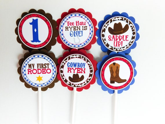 My First Rodeo Cupcake Toppers, Cowboy Cupcakes, Party Decor by ...