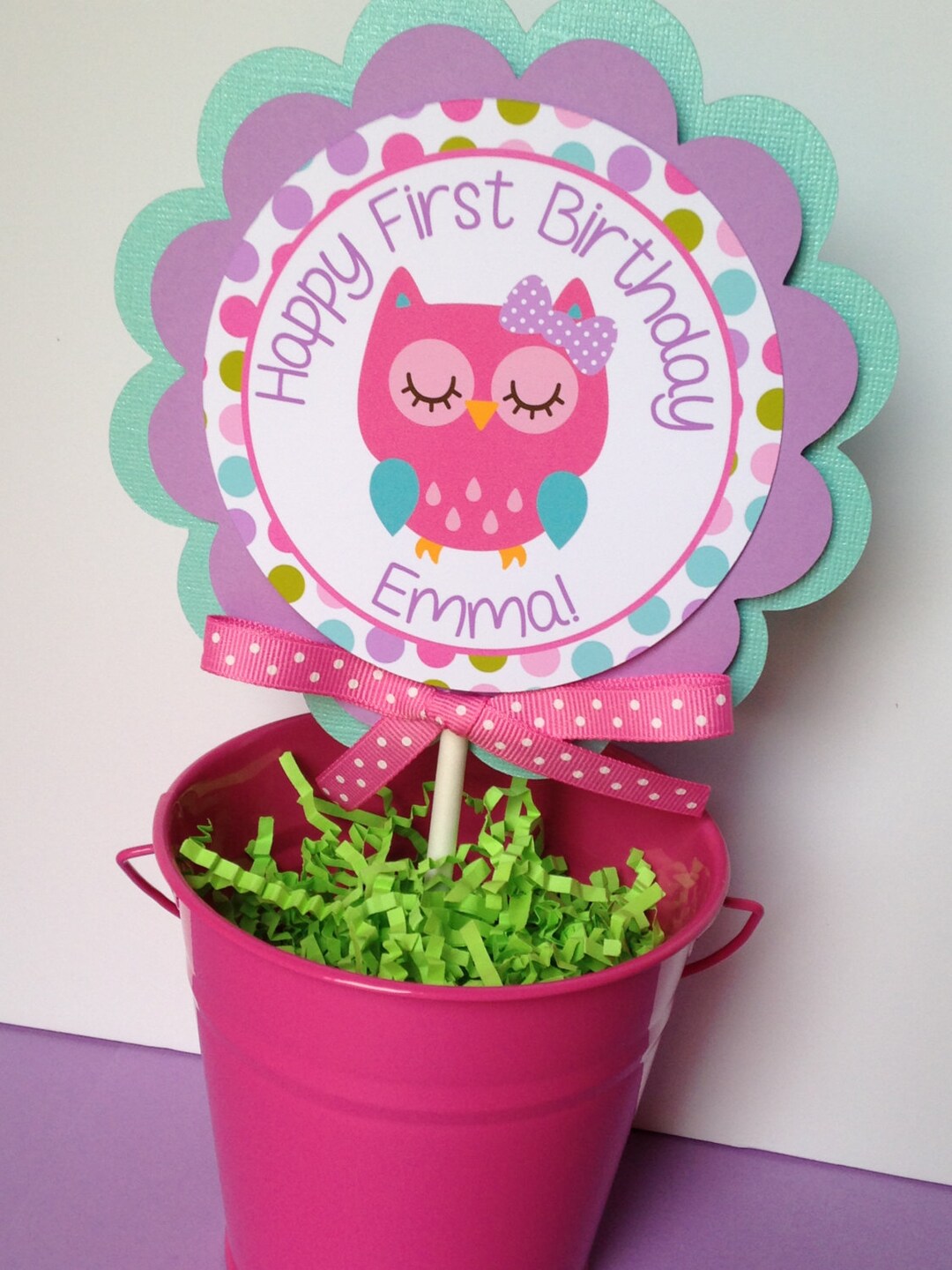 Personalized Owl Birthday Cake Topper - Custom Party Decor - Etsy