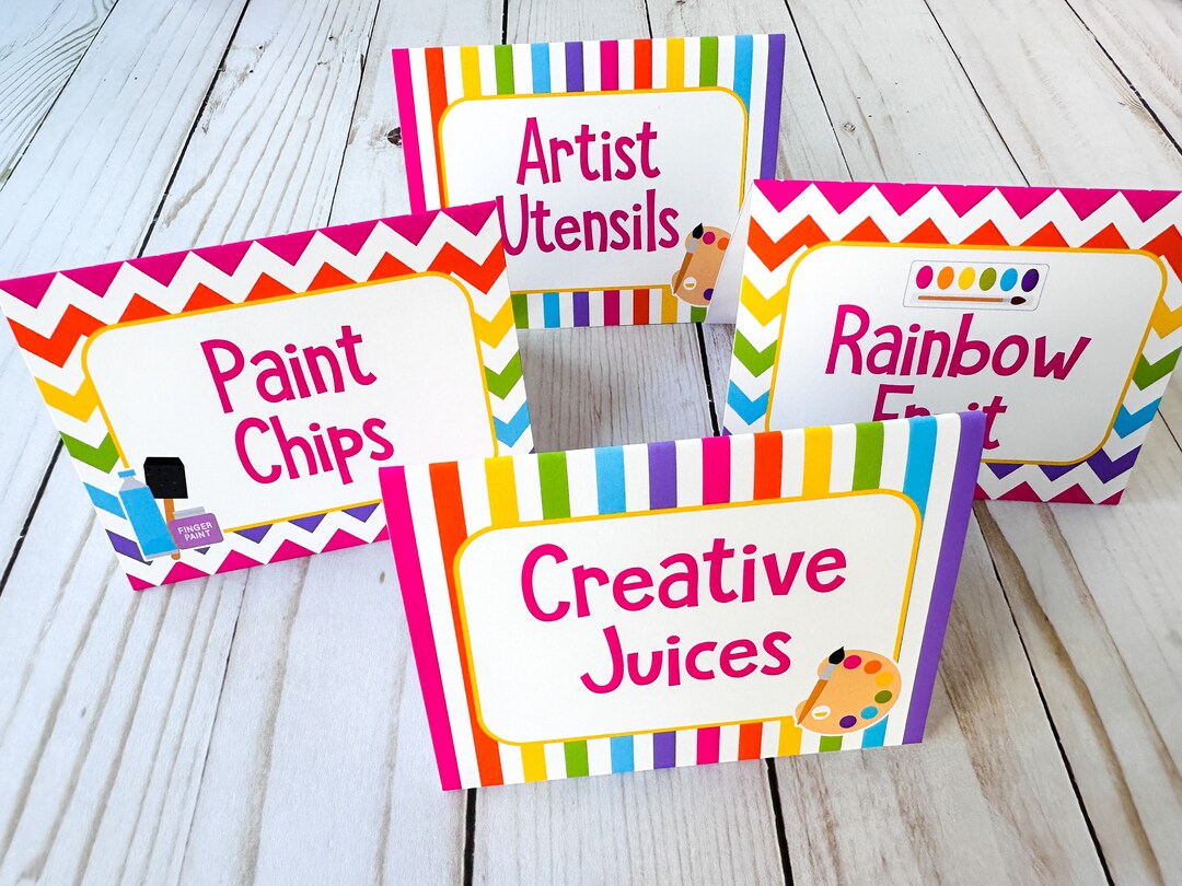 Art Party Food Tents - Customizable Labels - Painting Table Decor - Etsy