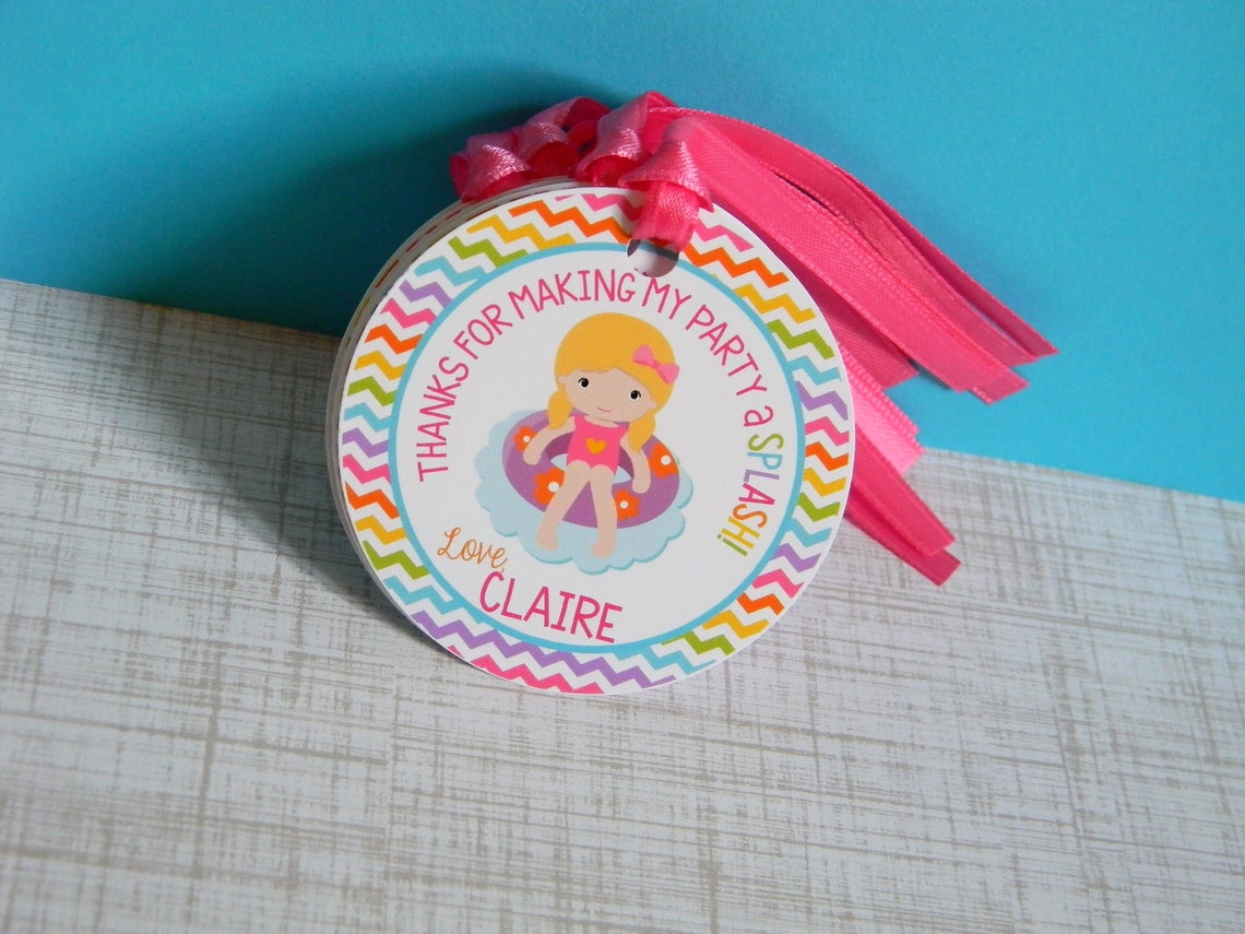 Pool Party Favor Tags Pool Party Thank You Tags Pool Party - Etsy