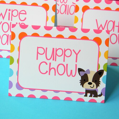 Dog Pawty Food Tent Labels/ Puppy Paw Party Printable Signs/ - Etsy