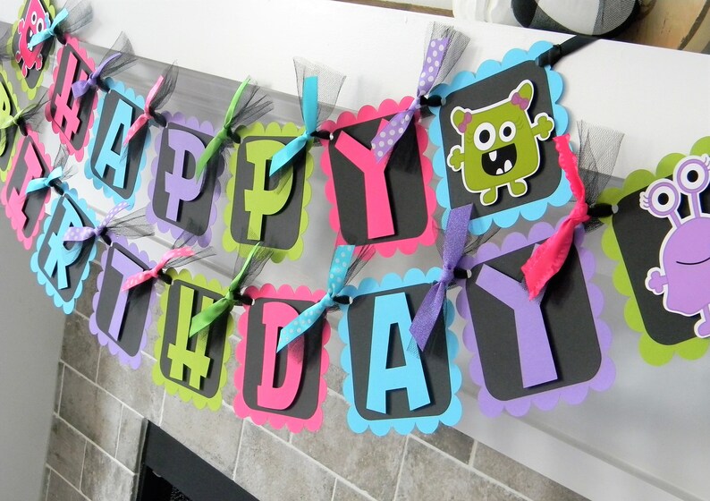 Monster Birthday Banner: Girl Monster Bash Party Decorations - Etsy