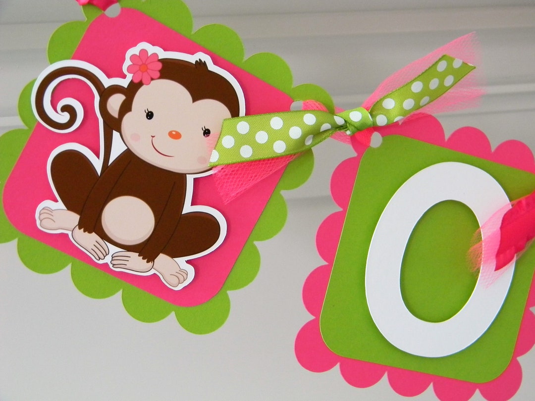 Monkey High Chair Banner, Monkey Party Decor, Highchair Garland, Monkey ...