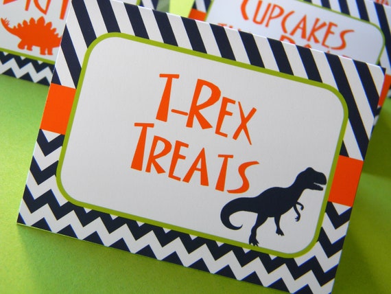 Dinosaur Food Labels, Party Decorations, Set of 8 by Sweetheart Party ...