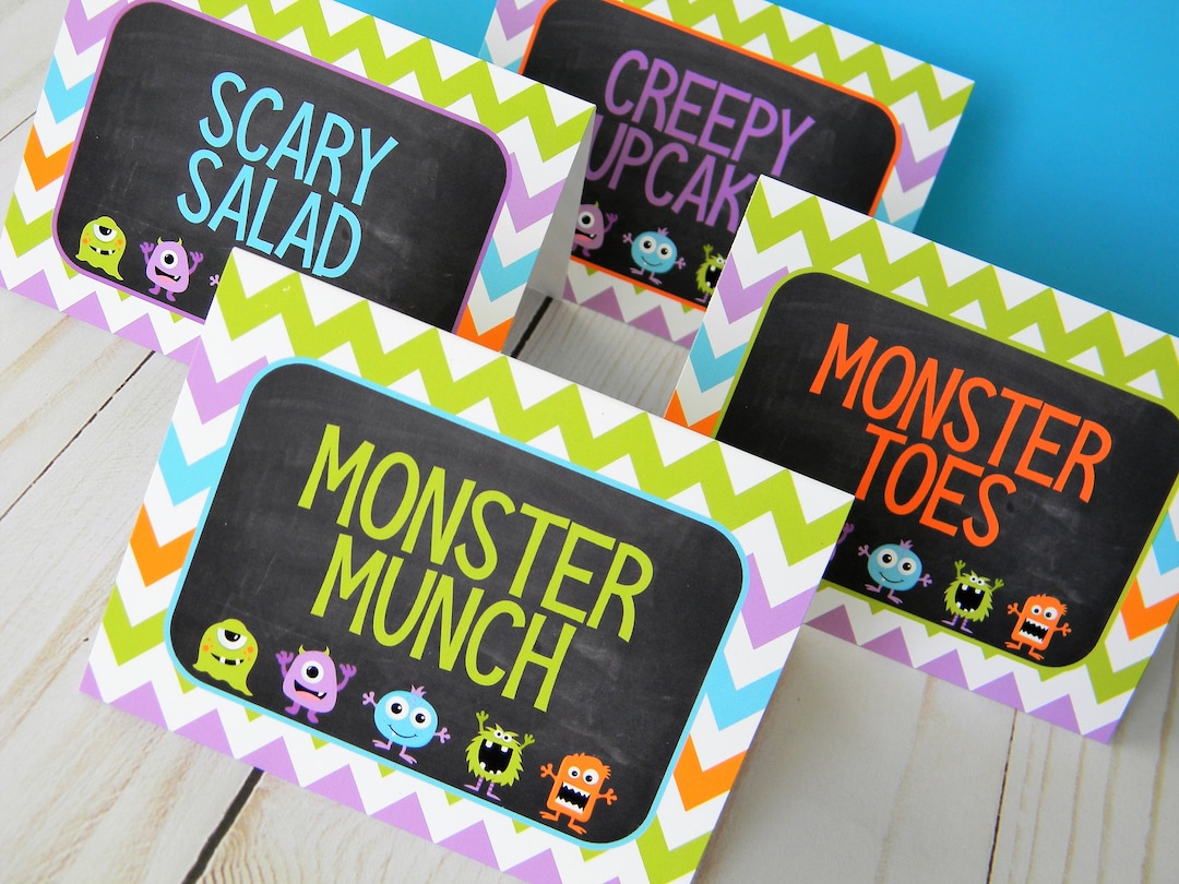 Monster Bash Food Tents - Customizable Labels - Custom Table Decor - Etsy