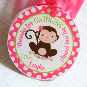 Monkey Favor Tags, Monkey Thank You Tags, Girl Monkey 1st Birthday - Etsy