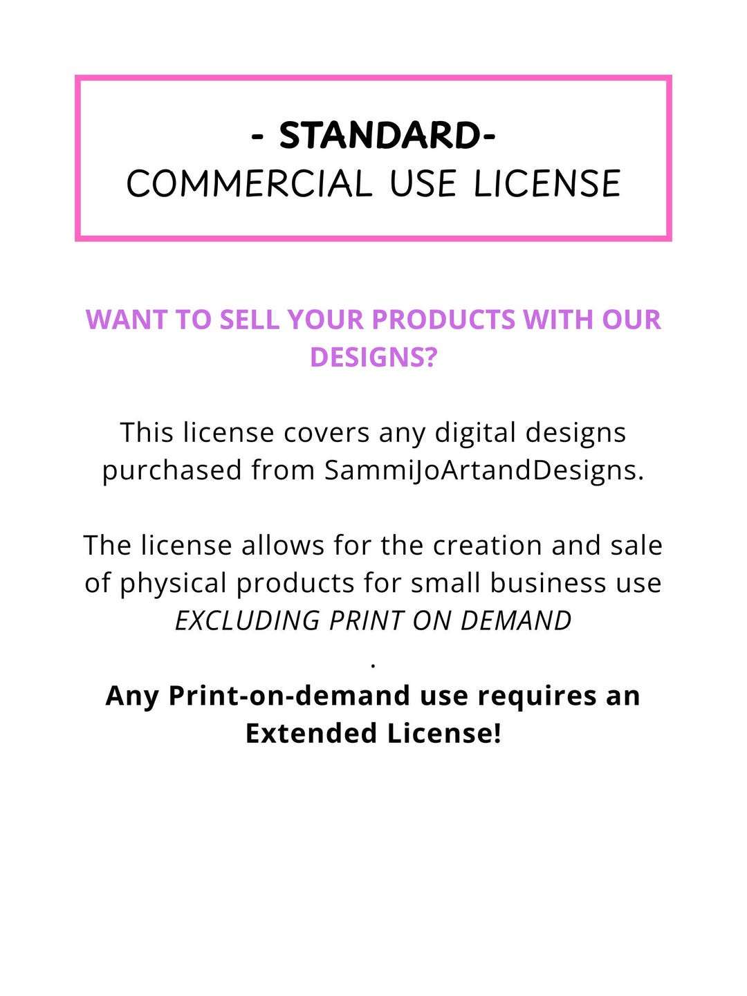 STANDARD Commercial Use License - Etsy