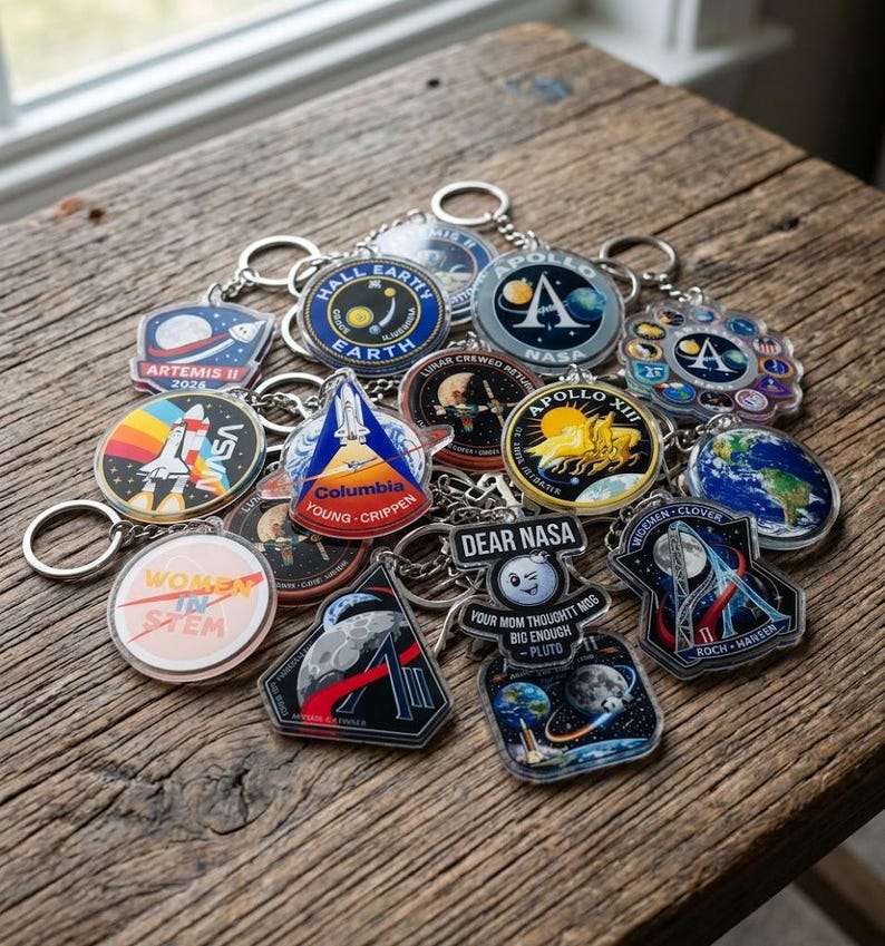 Nowhere Bout Treasure NASA Pirate Keychain, Acrylic Space Skull ...