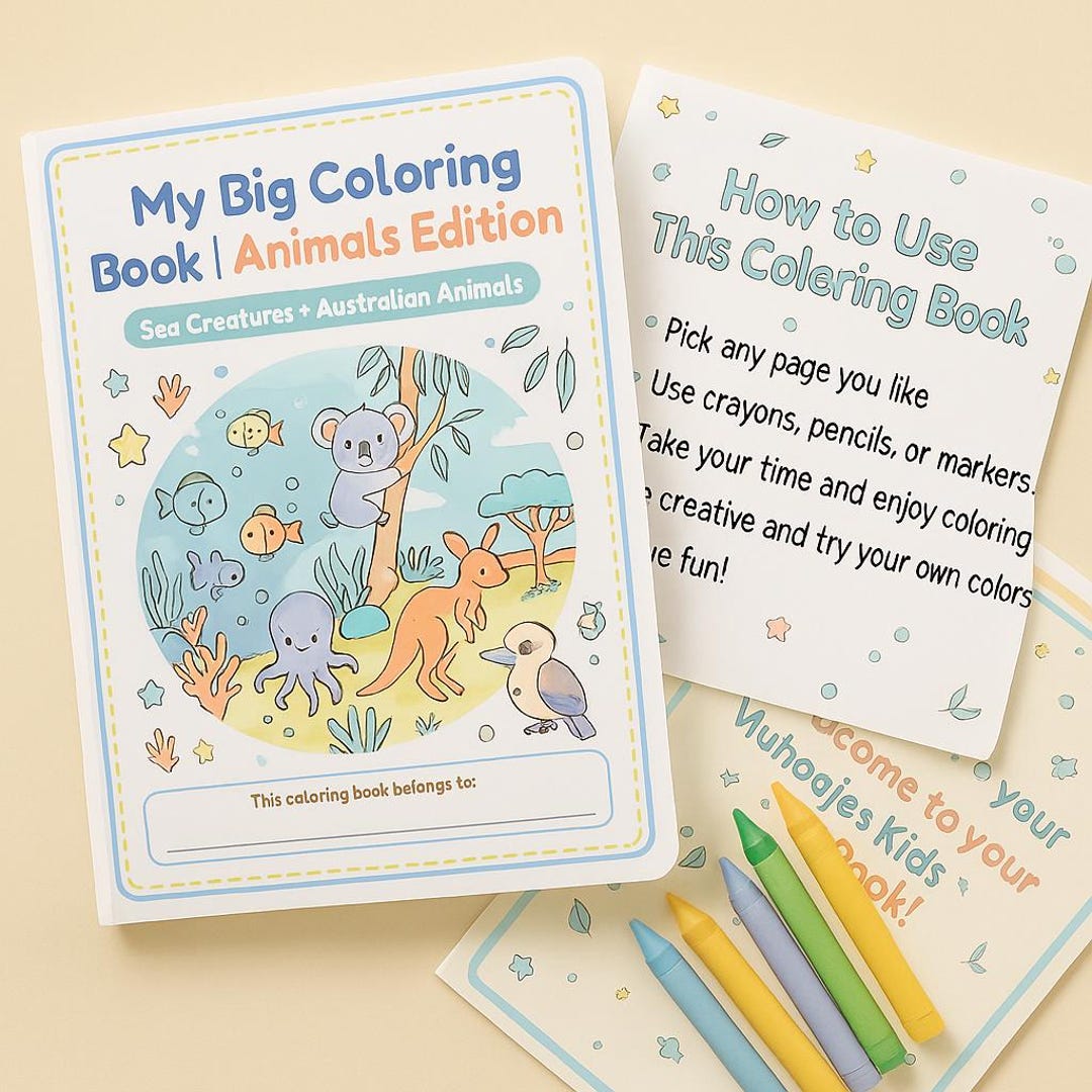 Sea Animals Coloring Book Kids Toddlers Ocean Theme Printable PDF ...