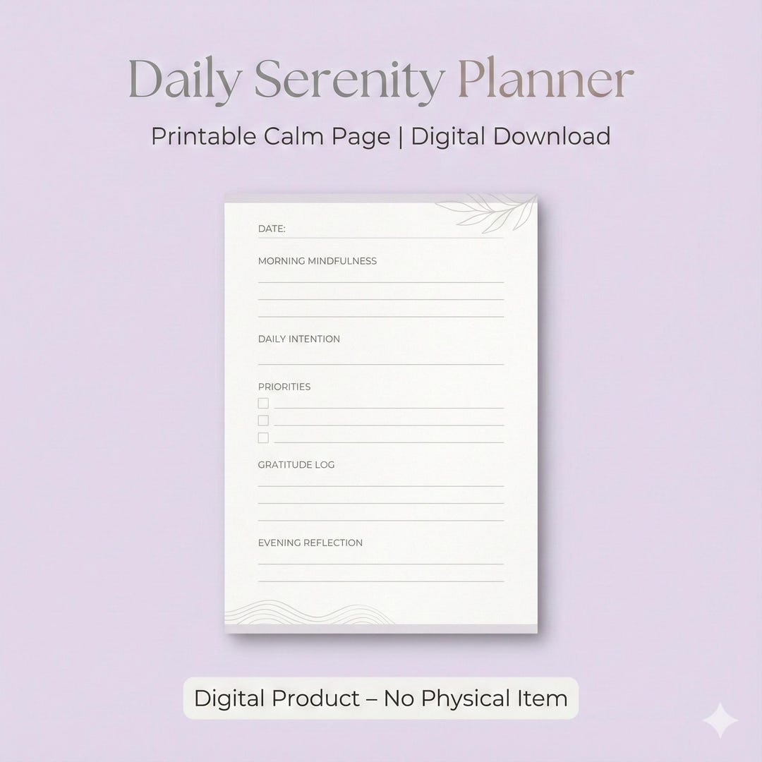 Daily Serenity Planner | Printable Calm Journal Page | Pastel Self-care ...