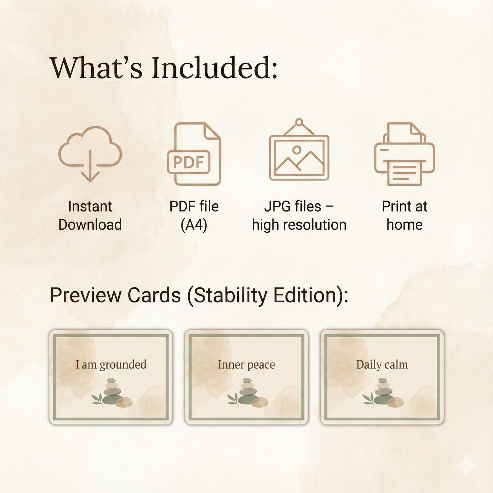 Stability Mood Cards | Calm, Balance Affirmations (PDF + PNG) - Etsy