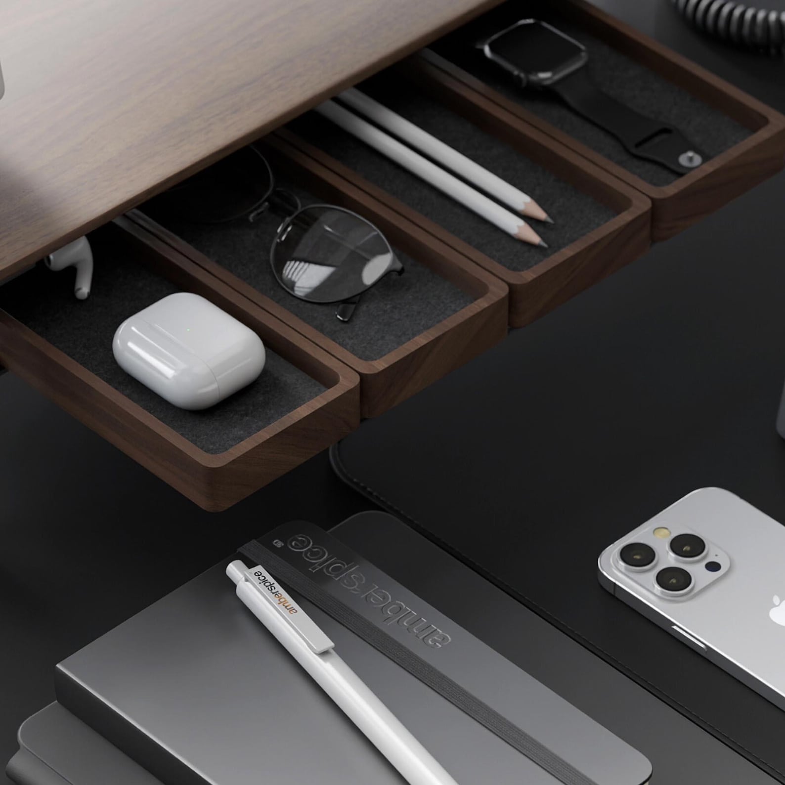 Modular Walnut Drawer Organizer System | Stackable Wooden Storage Boxes ...