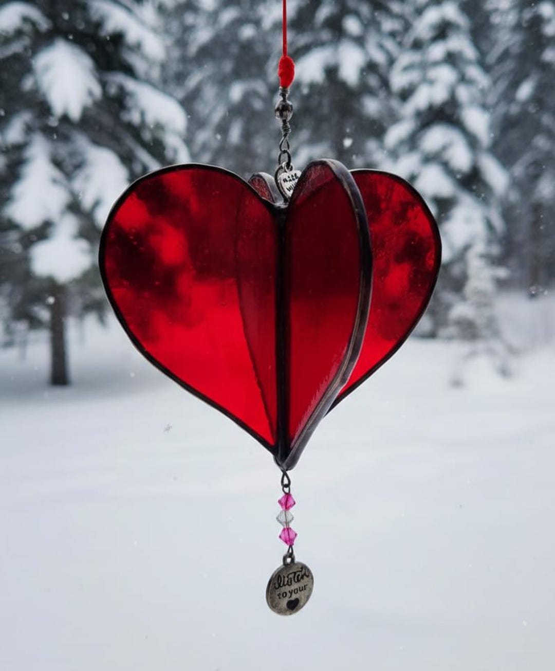 3D Red Stained Glass Heart Suncatcher - Etsy