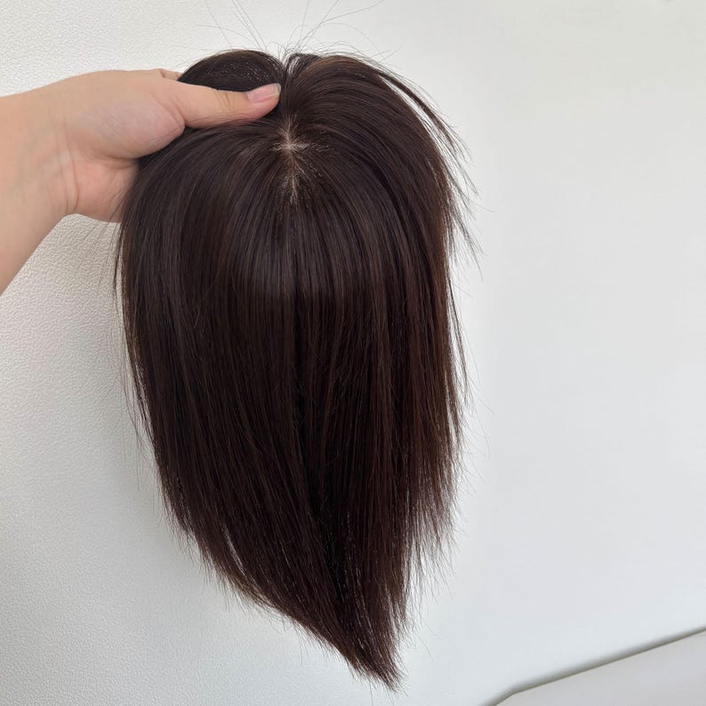 100% Human Hair Polished Bob Topper 12x13cm - Invisible Full Silk Base ...