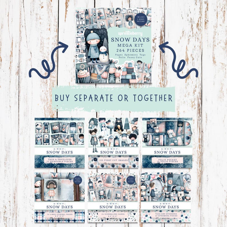 Winter Junk Journal Pockets | Snow Days Folio Kit (digital Download) - Etsy