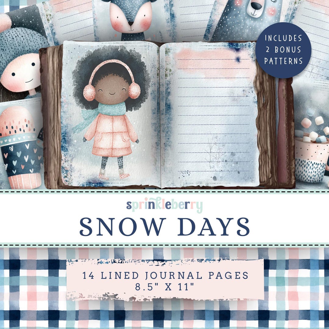 Snow Days Lined Journal Paper, Winter Scrapbook Kit (digital Download ...