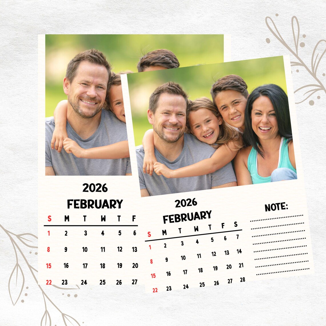 Editable February Calendar Template (5x7) Digital Downloadable Product ...