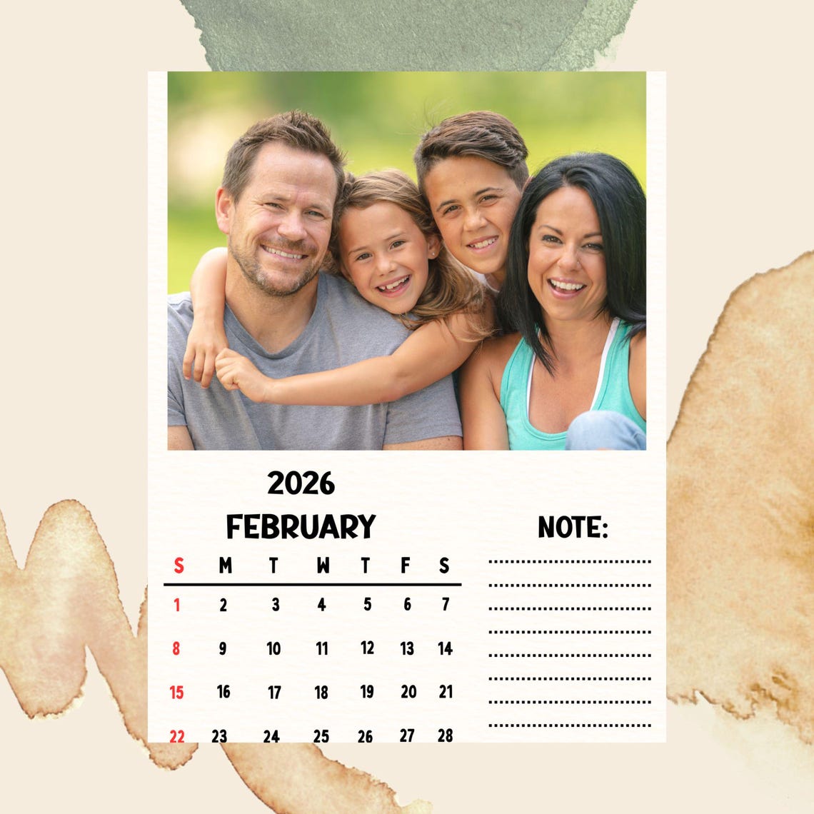 Editable February Calendar Template (5x7) Digital Downloadable Product ...