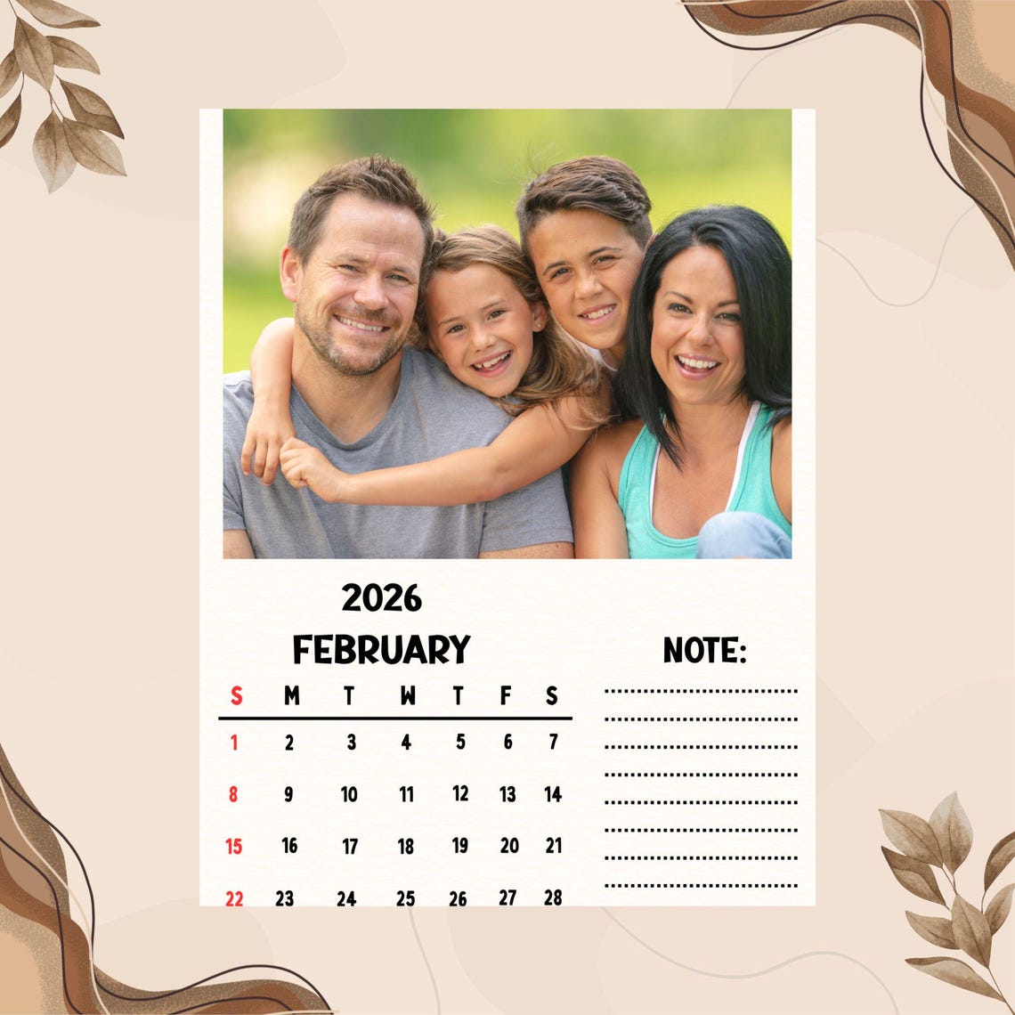 Editable February Calendar Template (5x7) Digital Downloadable Product ...