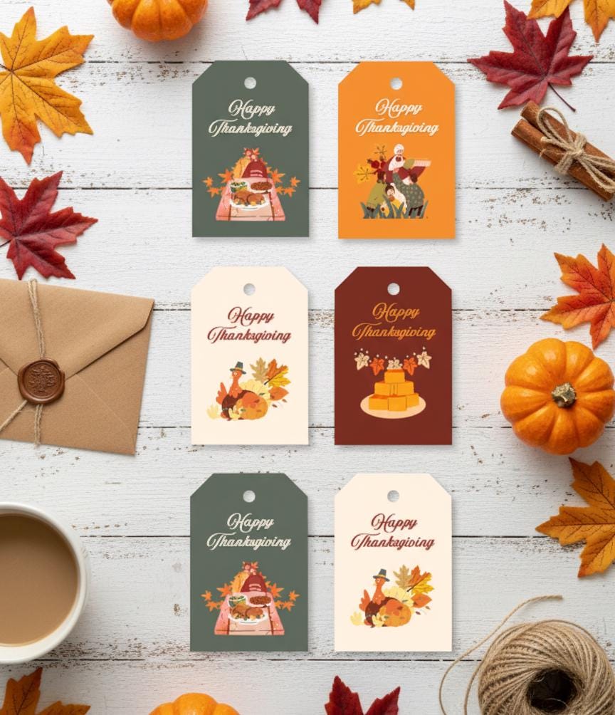 Thanksgiving Gift Tags – Printable Tags | Digital Download | A4 Sheet ...