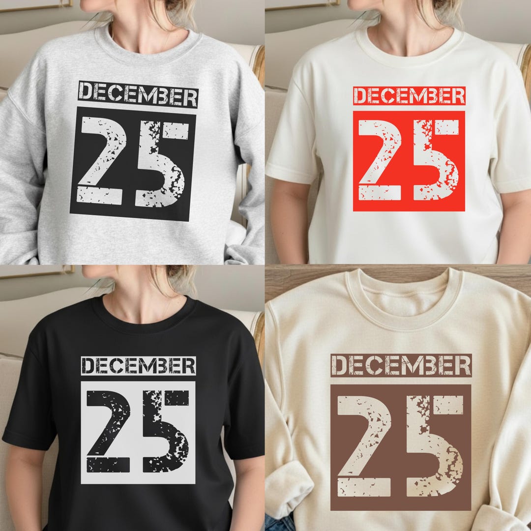 December 25 PNG, Festive Holiday Digital Clipart Set, 4 Color ...