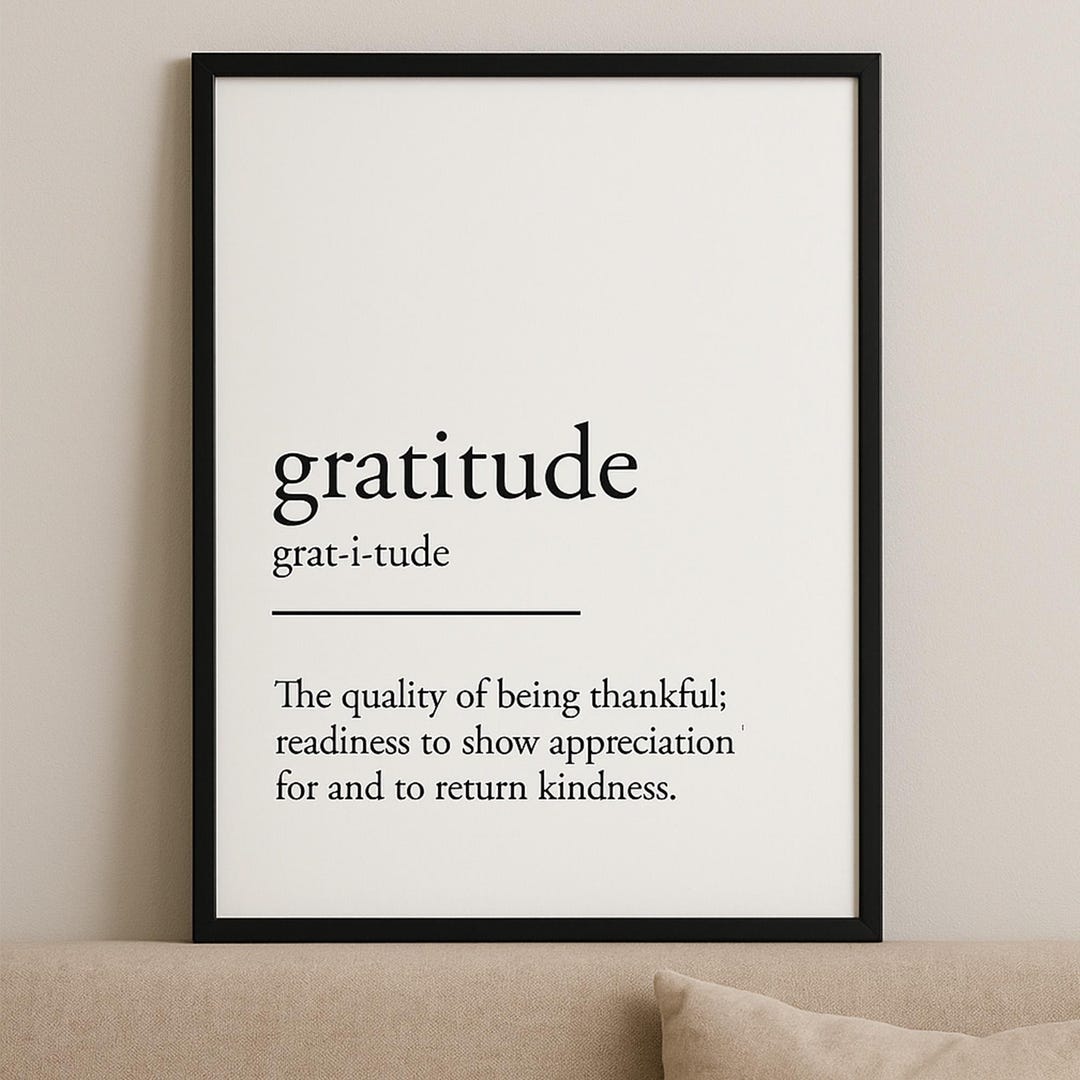 Gratitude Definition Print | Minimalist Wall Art | Modern Typography ...