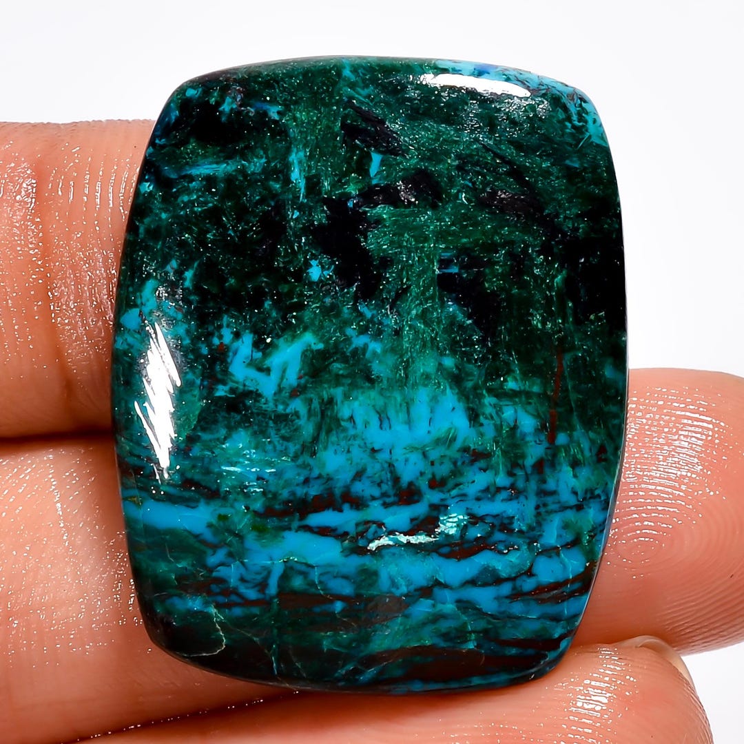 Natural Chrysocolla Radiant Shape Cabochon Gemstone 42.5 Ct 30x23x4mm ...