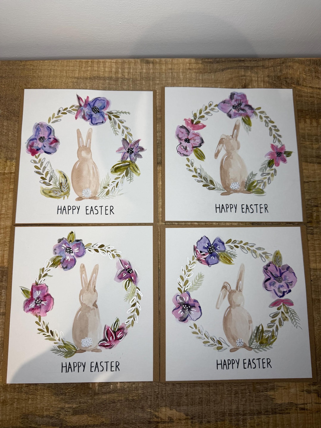 Set of 4 Easter Bunny Cards - Etsy
