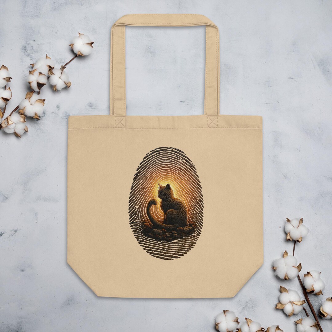 Silhouette of A Cat in A Fingerprint Tote Bag - Etsy