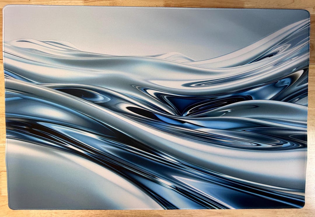 Liquid Mercury Silver Board Game Playmat Neoprene Stitched Edge ...