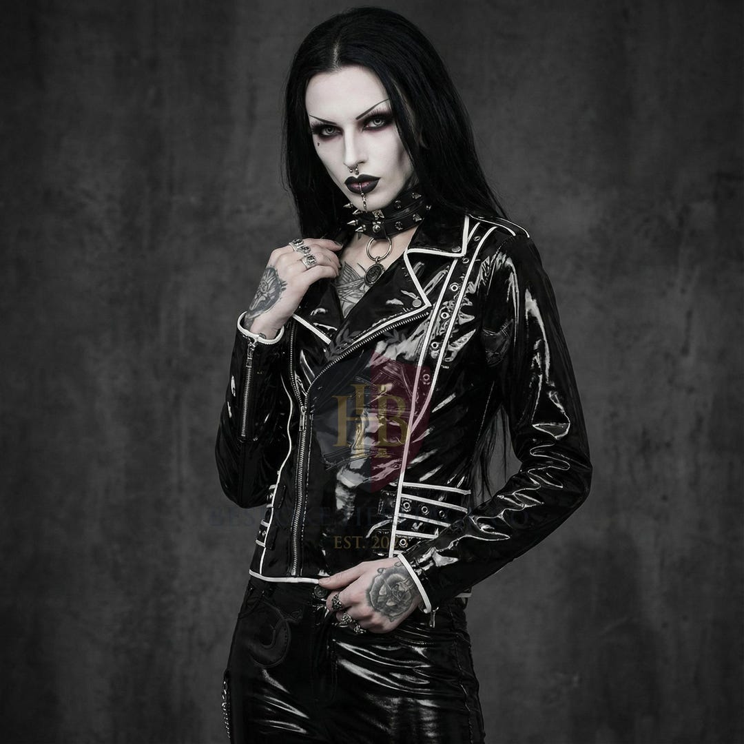Gothic Fashion Black Leather Jacket Alternative Style Look - Etsy